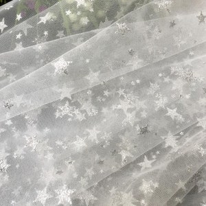 30% off Wedding Mesh Fabric Silver Color Star Style Mesh - Etsy