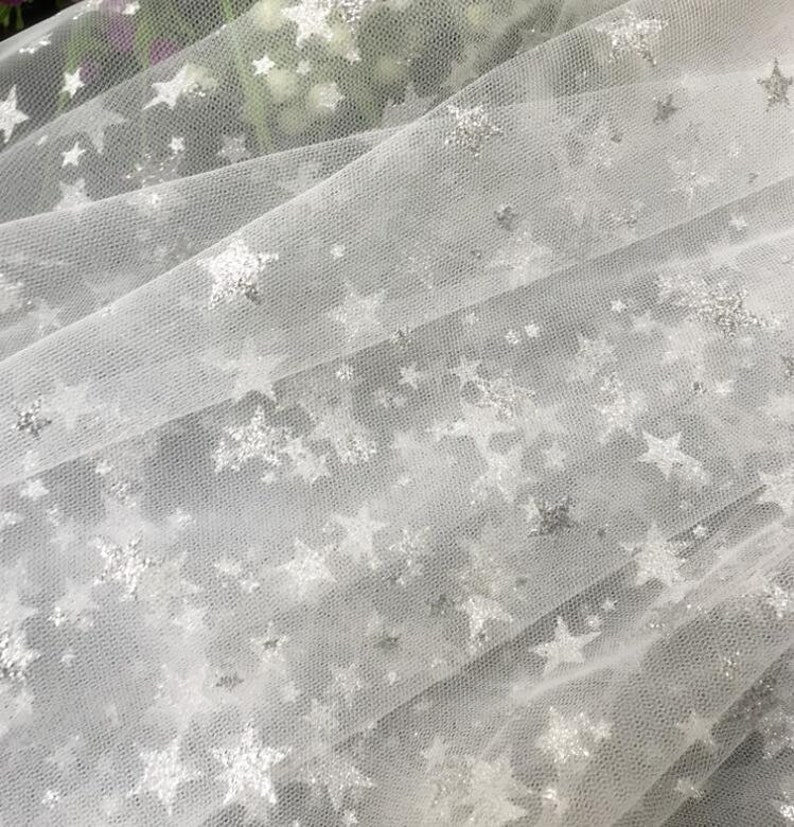 30% off Wedding Mesh Fabric Silver Color Star Style Mesh | Etsy