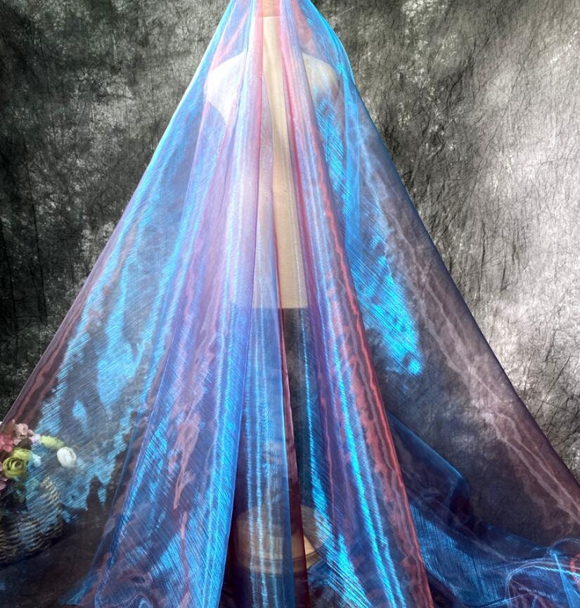 Pink Blue Color Organza Fabric Gradient Fabric by the Yard | Etsy
