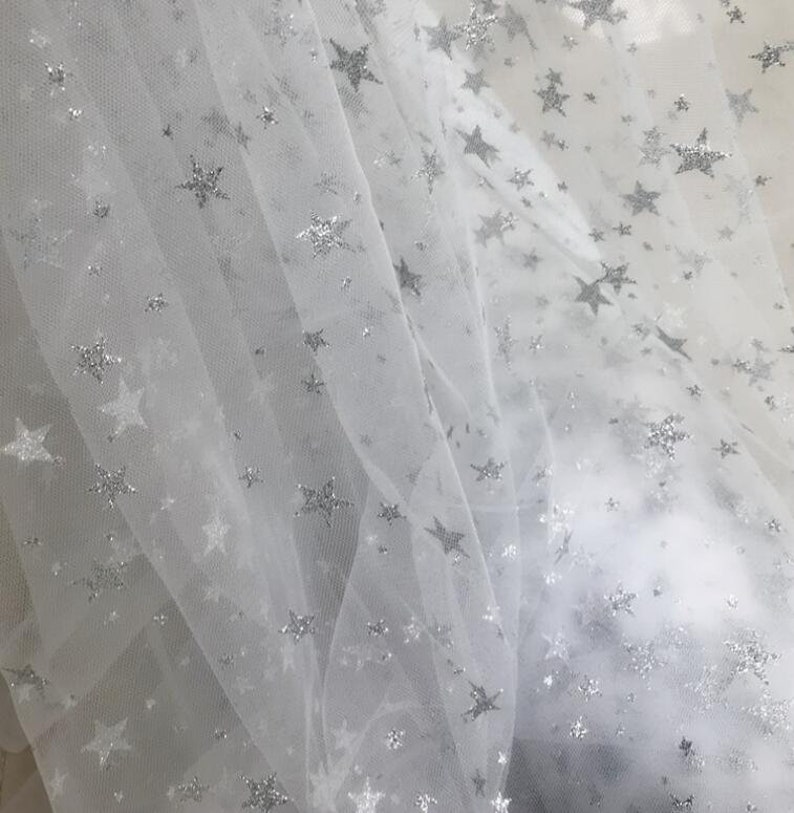 30% off Wedding Mesh Fabric Silver Color Star Style Mesh | Etsy