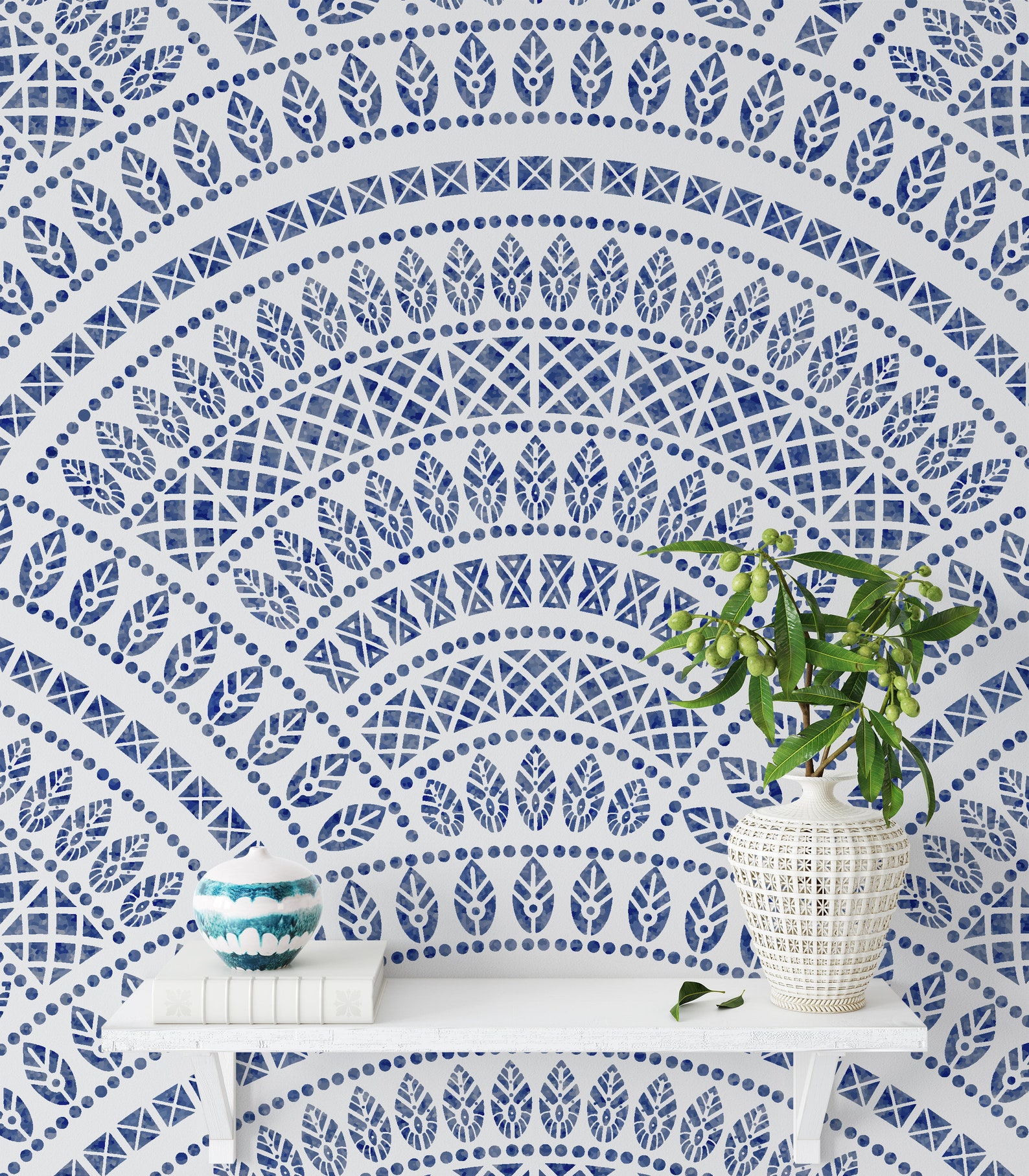 Modern Moroccan Wallpaper. Color: Original Blue. Peel and - Etsy
