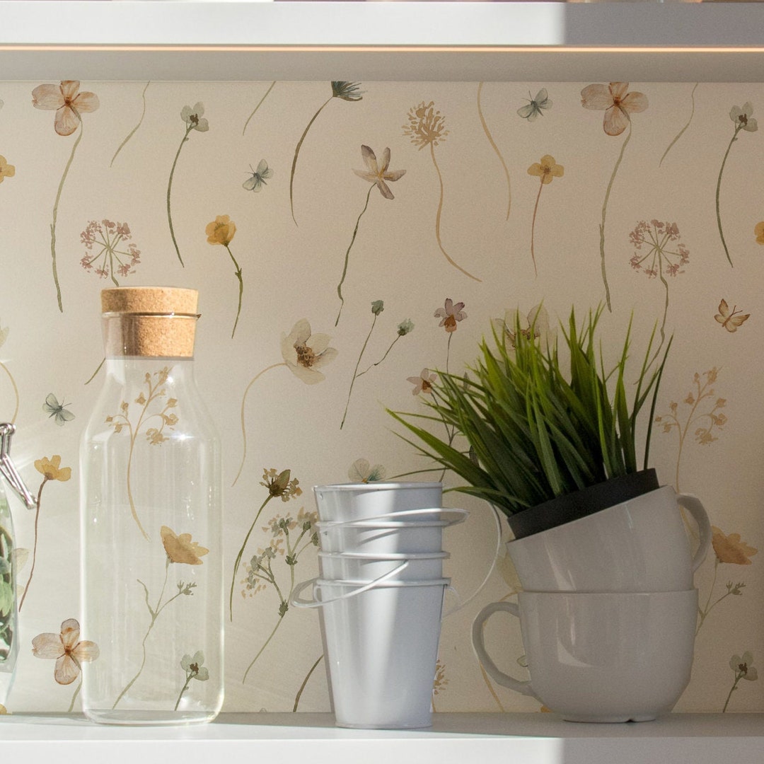Delicate Spring Floral Wallpaper. Spring Colors. Nursery. Peel and ...