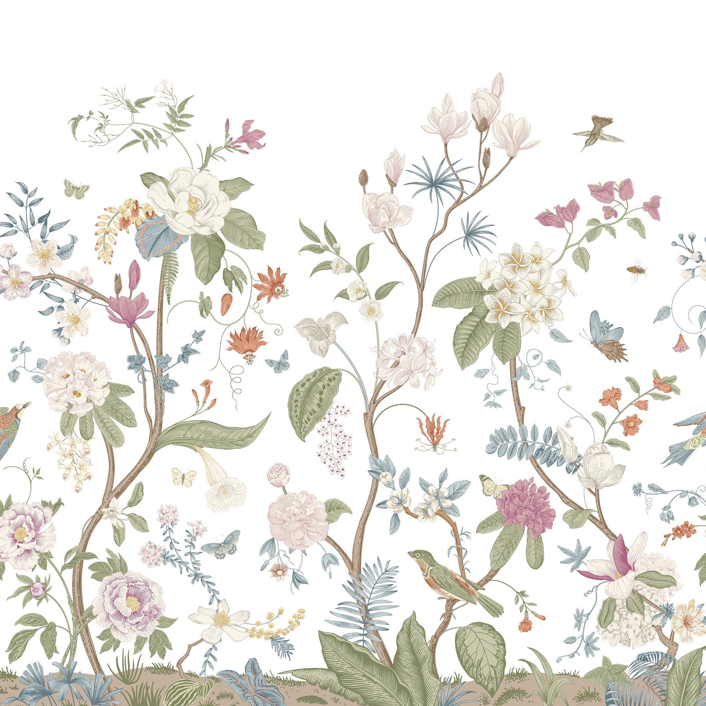 Large Vintage Floral Mural. 4 Roll Repeat Design. Removable - Etsy