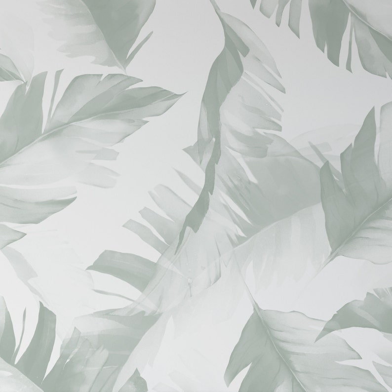 Light Sage Tropical Floral Wallpaper. Peel and Stick - Etsy Canada