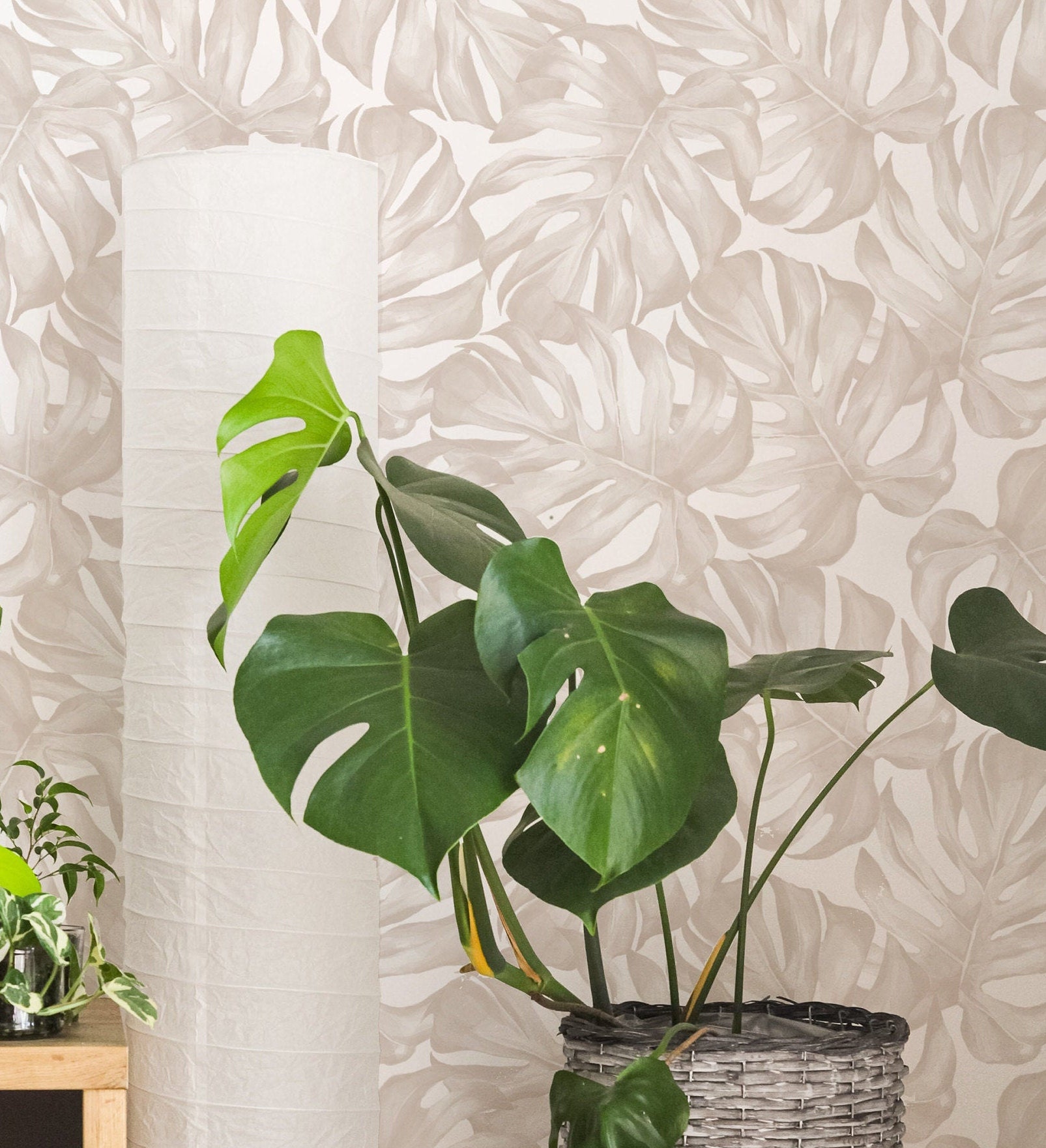 Floral Wallpaper. Linen Color Watercolor. Peel and Stick Wallpaper ...