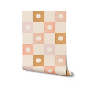 Pastel Checkered Wallpaper. Nursery Bedroom Wallpaper. Peel and Stick ...