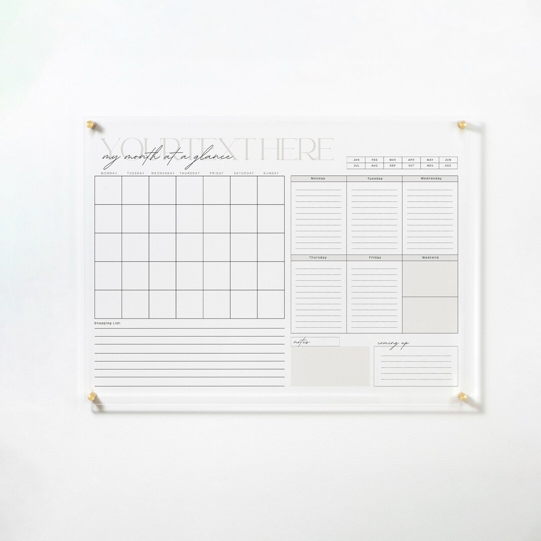 Acrylic Wall Calendar 2023 - Personalized Dry Erase Board - Wall ...