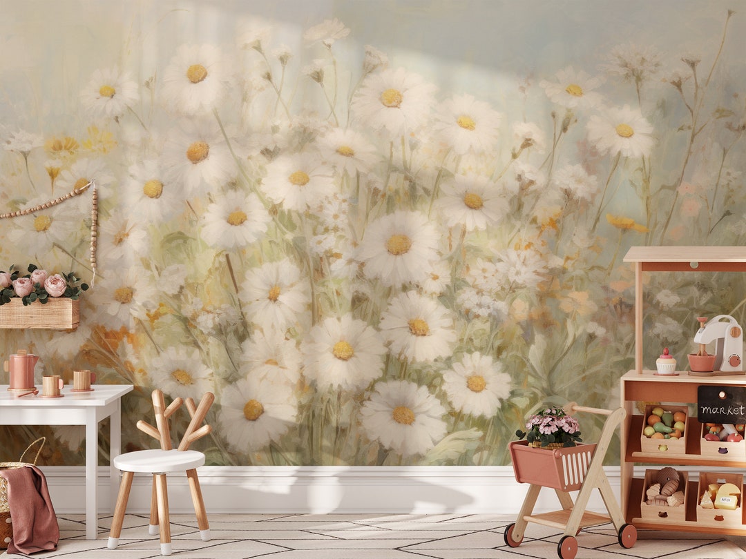 Daisy Field Mural. Bedroom Mural Wallpaper. Removable Peel and Stick ...