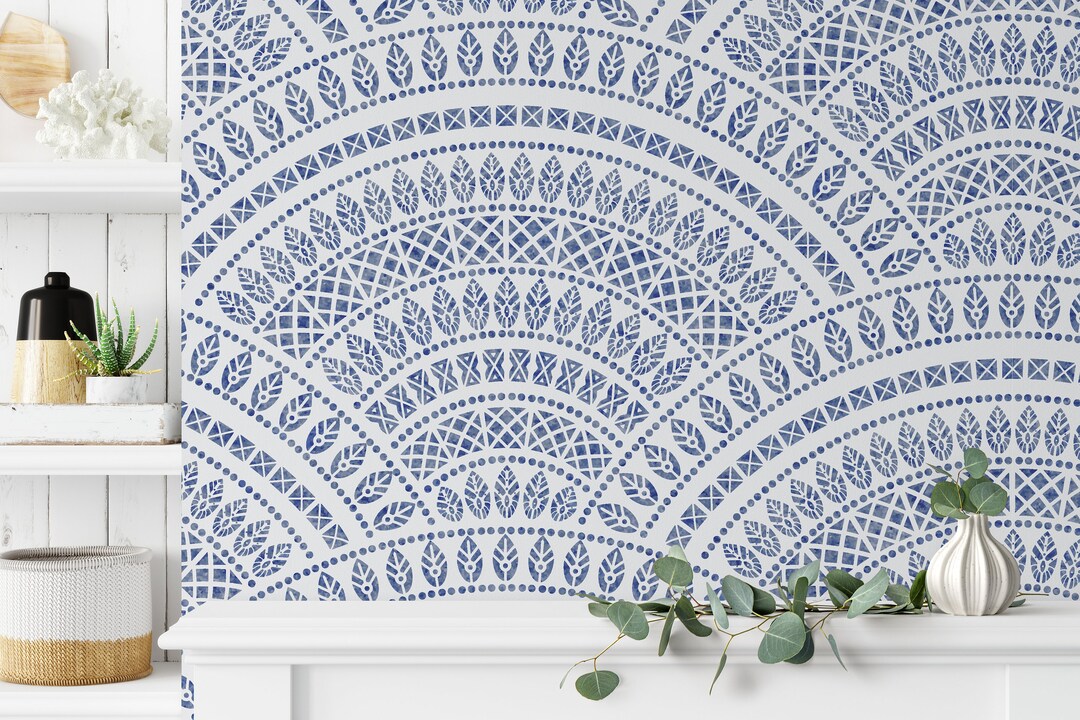 Modern Moroccan Wallpaper. Color: Original Blue. Peel and Stick or ...