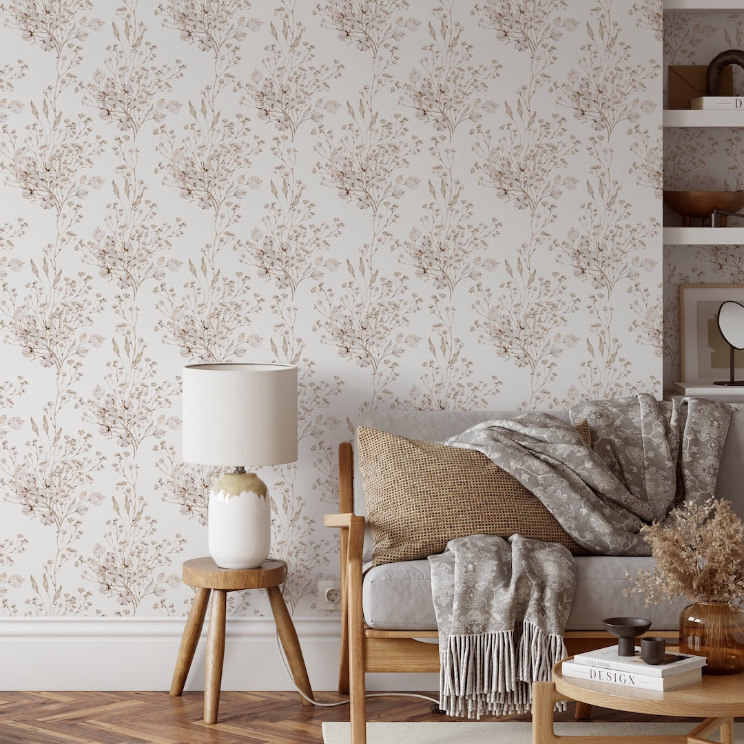 Boho Winter Floral Wallpaper. Removable Peel + Stick and Traditional ...