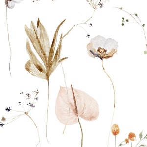Modern Neutral Floral Wallpaper. Neutral Colors. Peel and Stick and ...