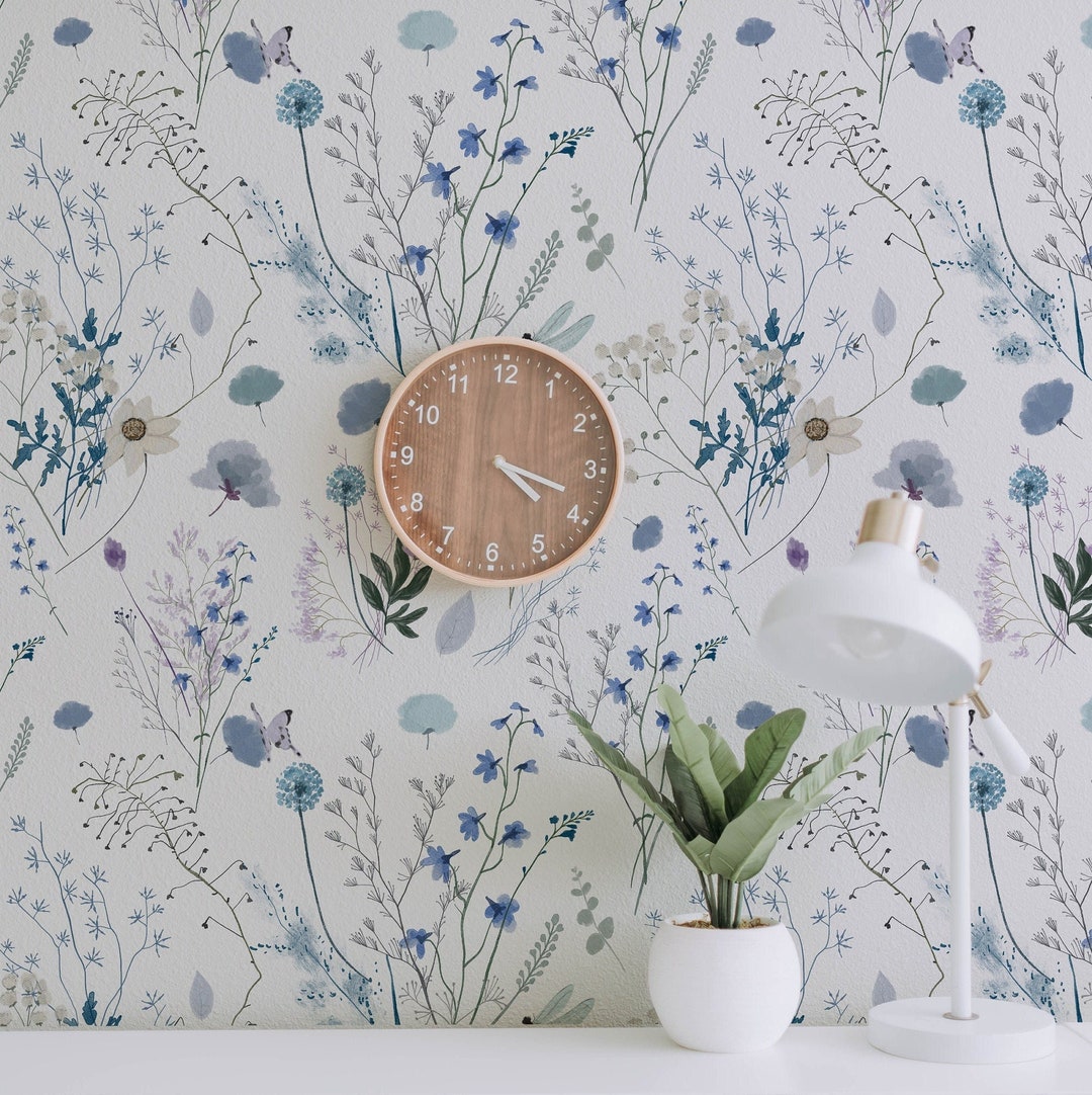 Flora and Dragonfly Wallpaper. Peel and Stick Wallpaper AND Traditional ...