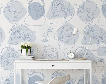 Modern Line Art Wallpaper - Etsy