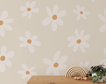 Modern Neutral Floral Wallpaper. Neutral Colors. Peel and Stick ...