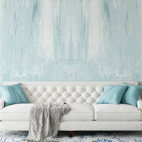 Venetian Wallpaper. Pale Blue. Hand Painted. Peel and Stick | Etsy