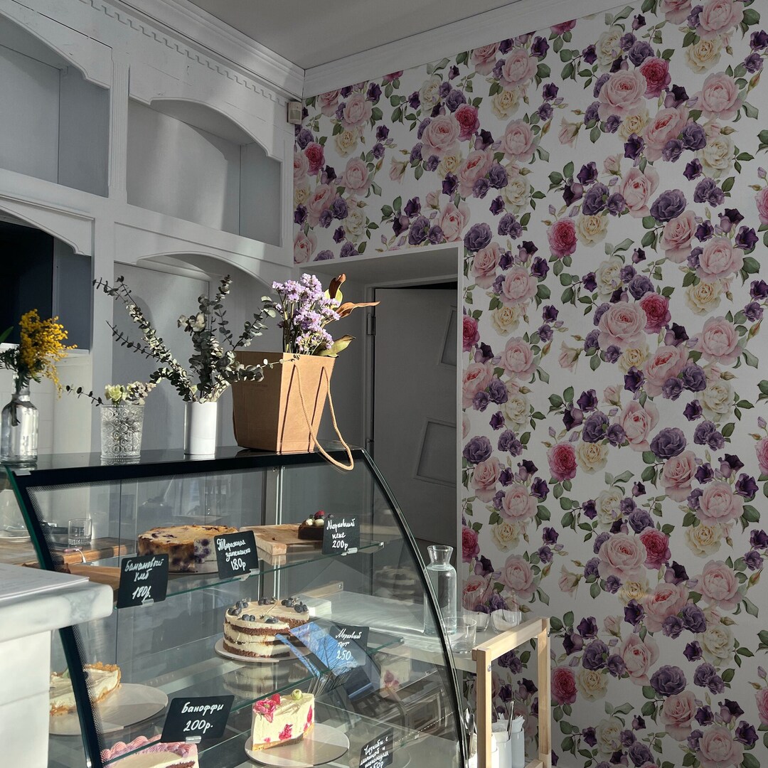 Mahalia Rose Floral Wallpaper. Peel and Stick and Traditional Wallpaper ...