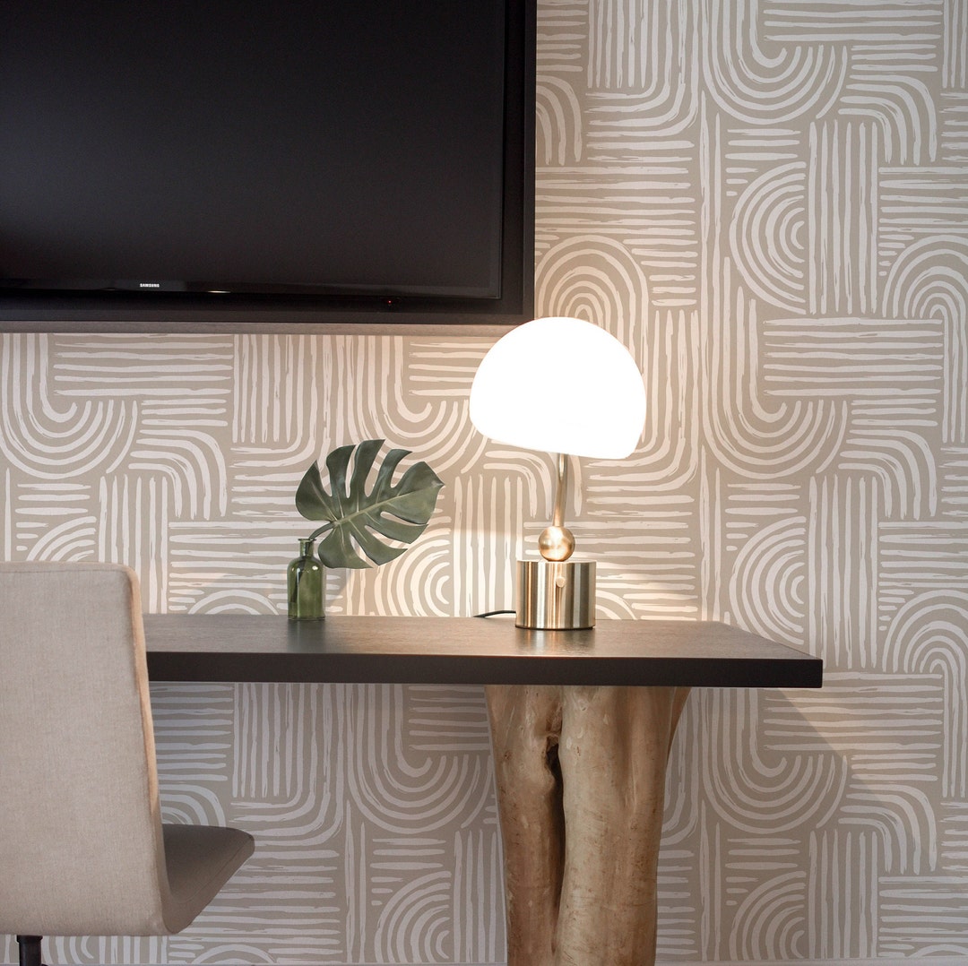 Neutral Geometric Wallpaper. Removable Peel + Stick and Traditional ...