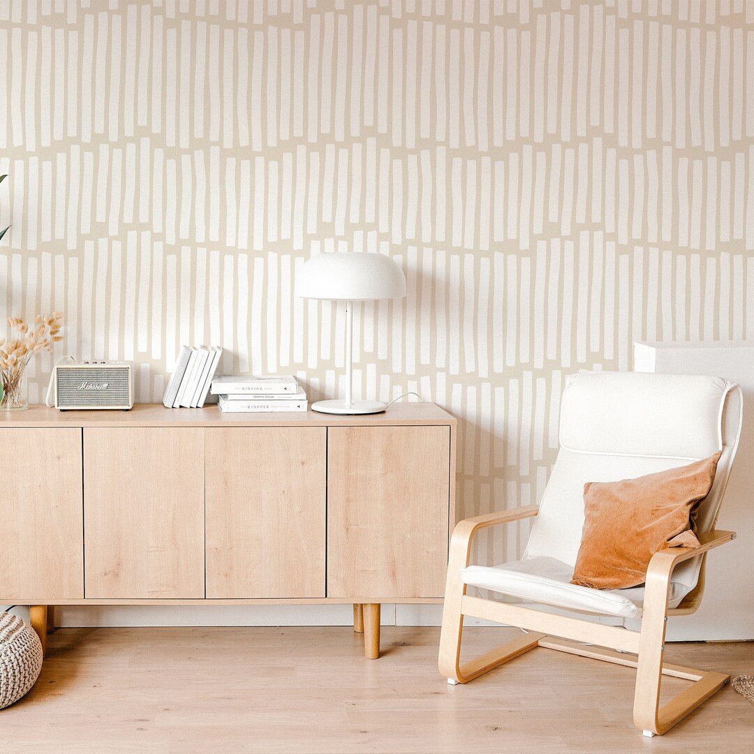 Organic Stripes Wallpaper. Ecru Color. Peel + Stick Wallpaper and ...