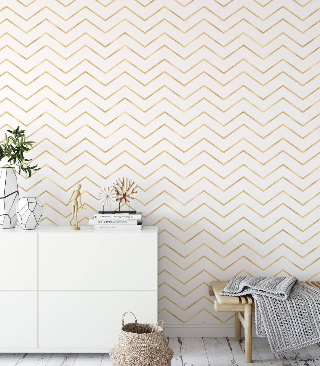 Minimal Gold Wallpaper. Gold Bar Wallpaper. Peel and Stick Wallpaper ...