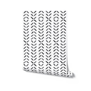 Big BOHO Chevron Wallpaper - Black and White. Removable Peel + Stick ...