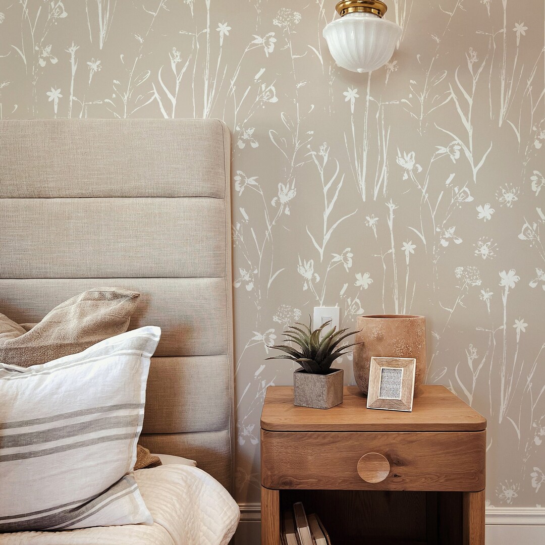 Subtle Meadow Floral Wallpaper. Peel and Stick and Traditional ...