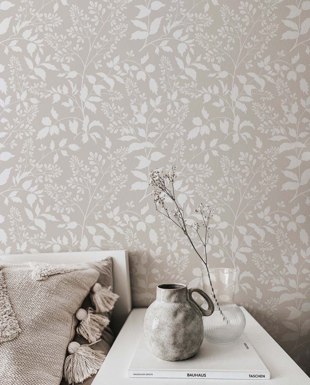 Neutral Floral Wallpaper. Wallpaper. Peel and Stick Wallpaper ...
