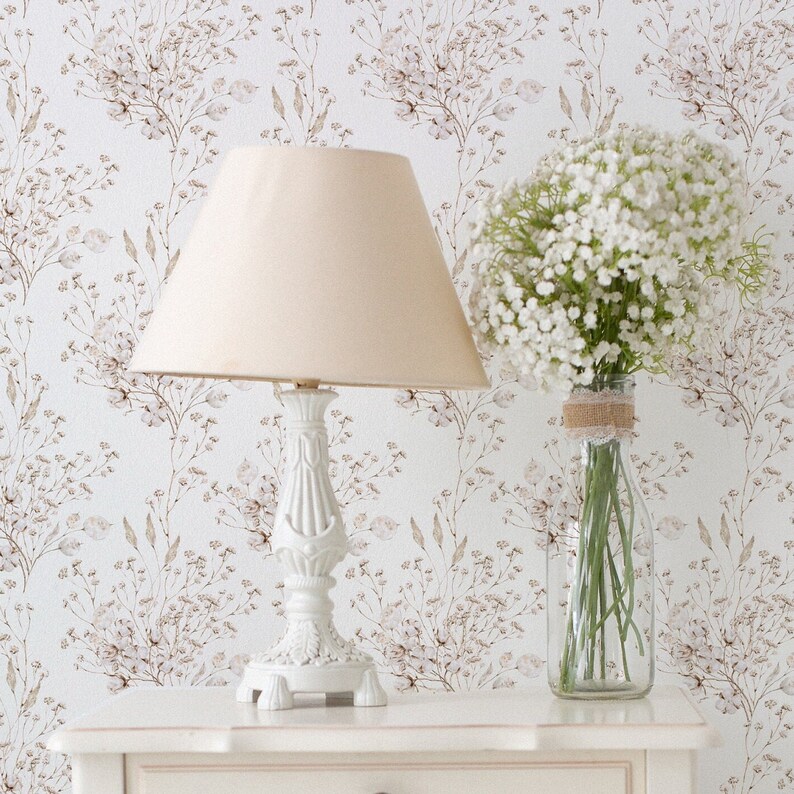 Boho Winter Floral Wallpaper. Removable Peel Stick and - Etsy