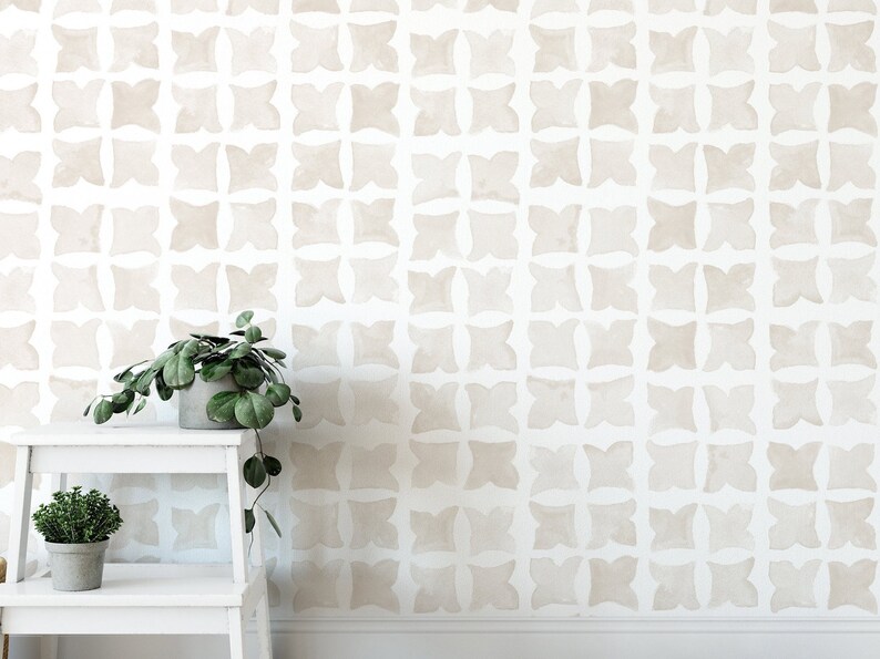 Moroccan Wind Wallpaper. Linen Color. Tile Wallpaper. Peel and Stick ...