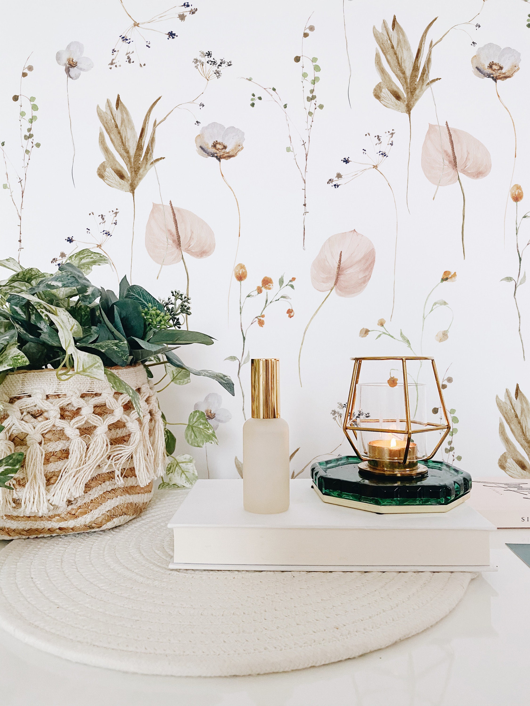 Modern Neutral Floral Wallpaper. Neutral Colors. Peel and - Etsy Canada