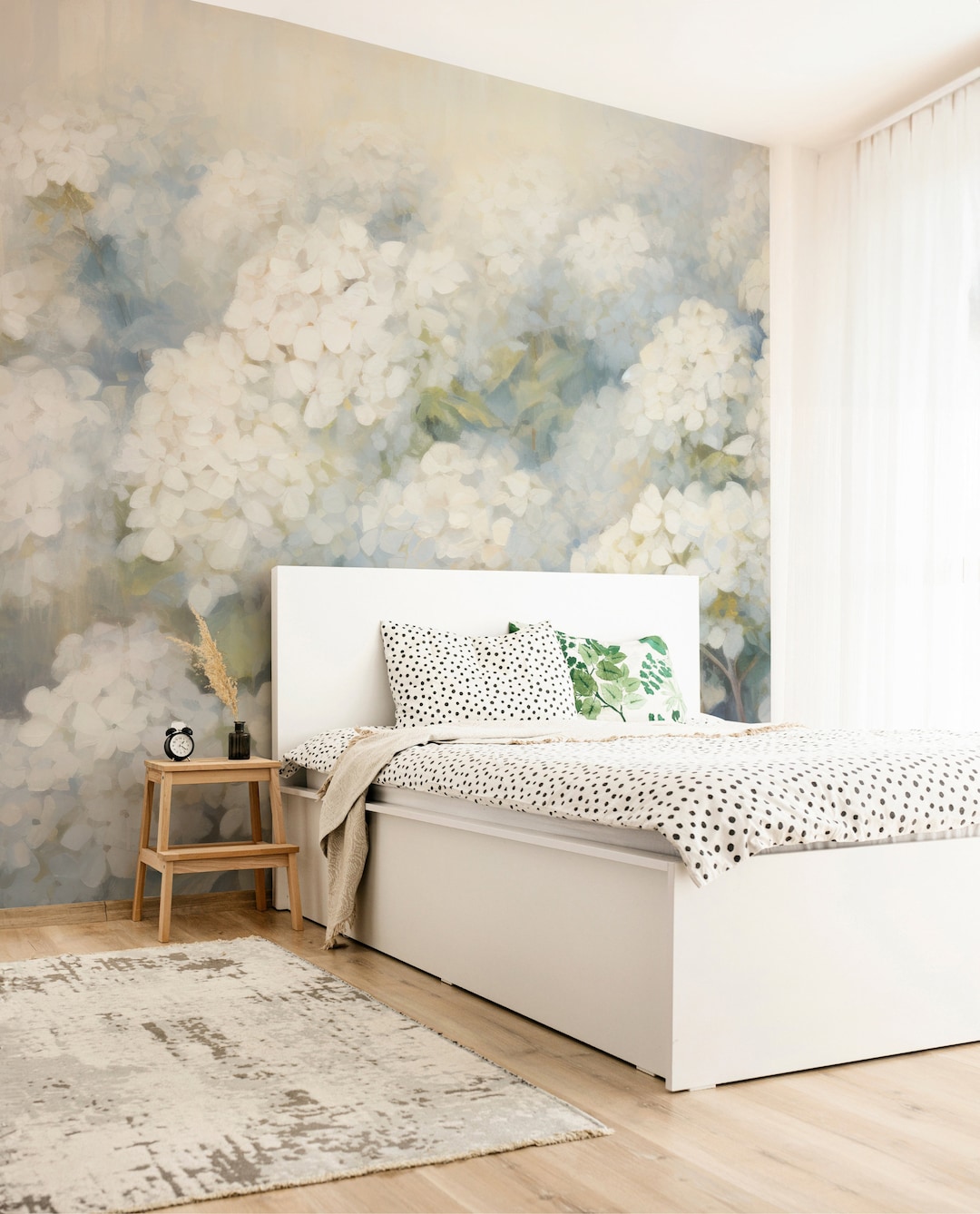 Watercolour Hydrangeas Mural. Bedroom Mural Wallpaper. Removable Peel ...