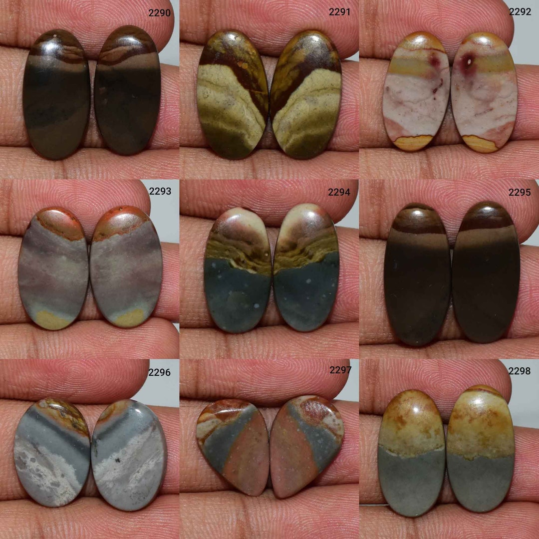Top Quality Matched Pair Polychrome Jasper Gemstone, Polychrome Jasper ...
