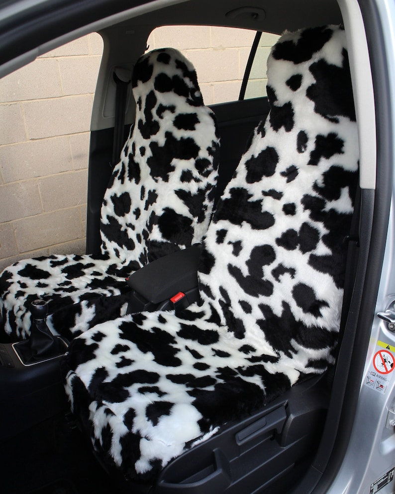 Front Pair of Cow Print Faux Fur Furry Car Seat Covers - Etsy UK