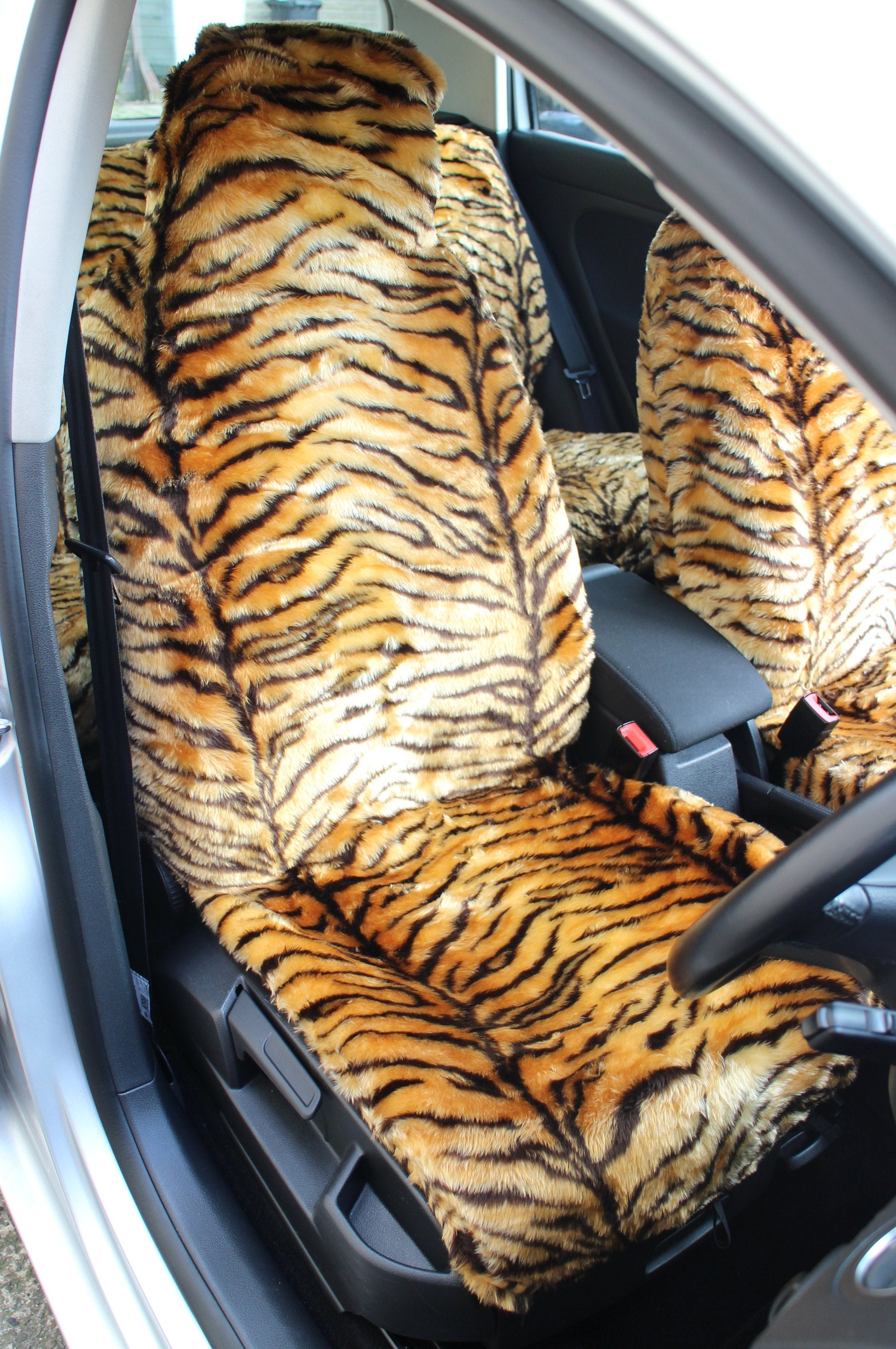 Front Pair of Gold Tiger Faux Fur Furry Car Seat Covers - Etsy