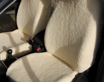 Front Pair of Cream Sherpa Sheepskin Faux Fur Furry Car Seat Covers Etsy