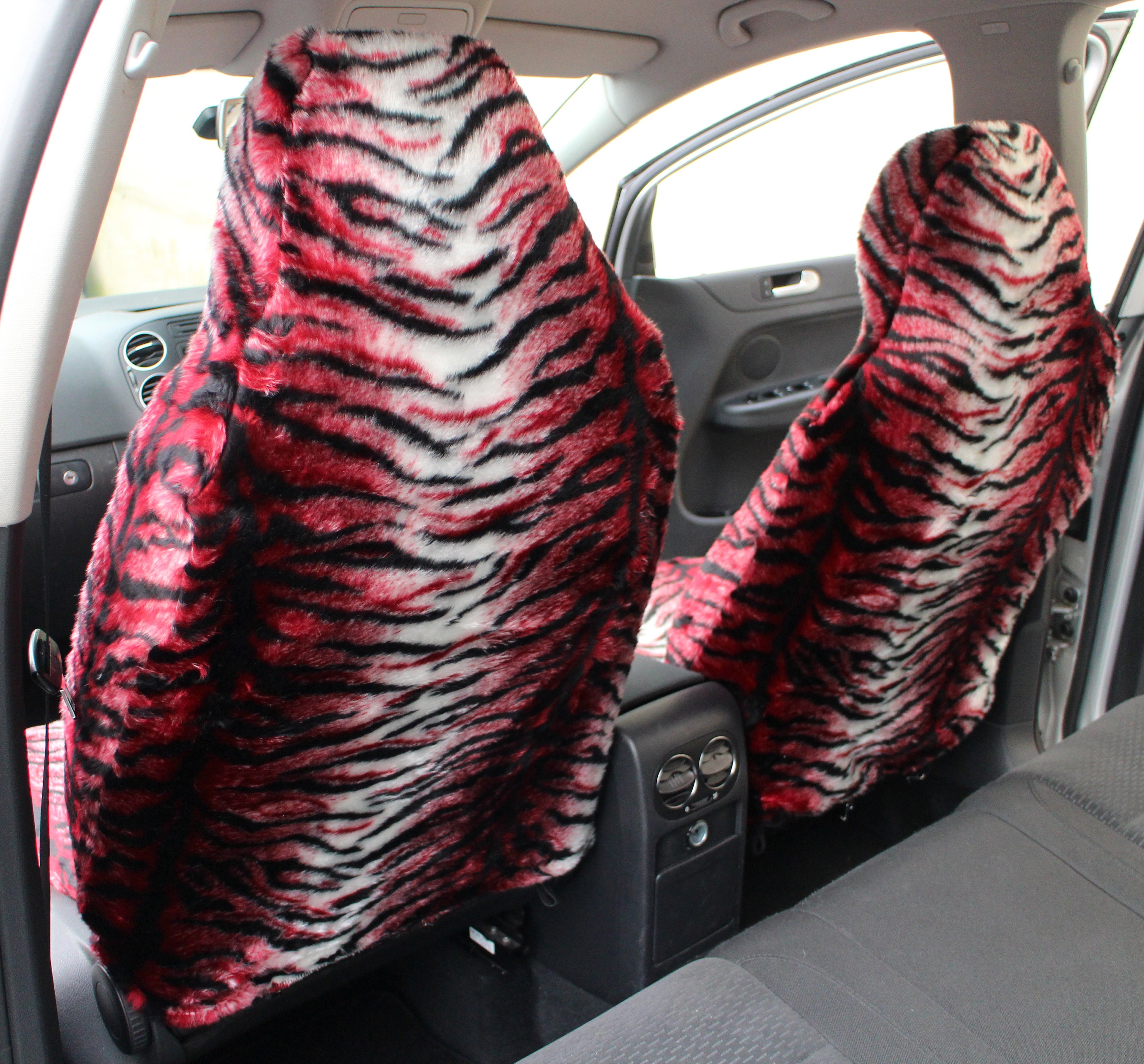 Red fur seat covers store