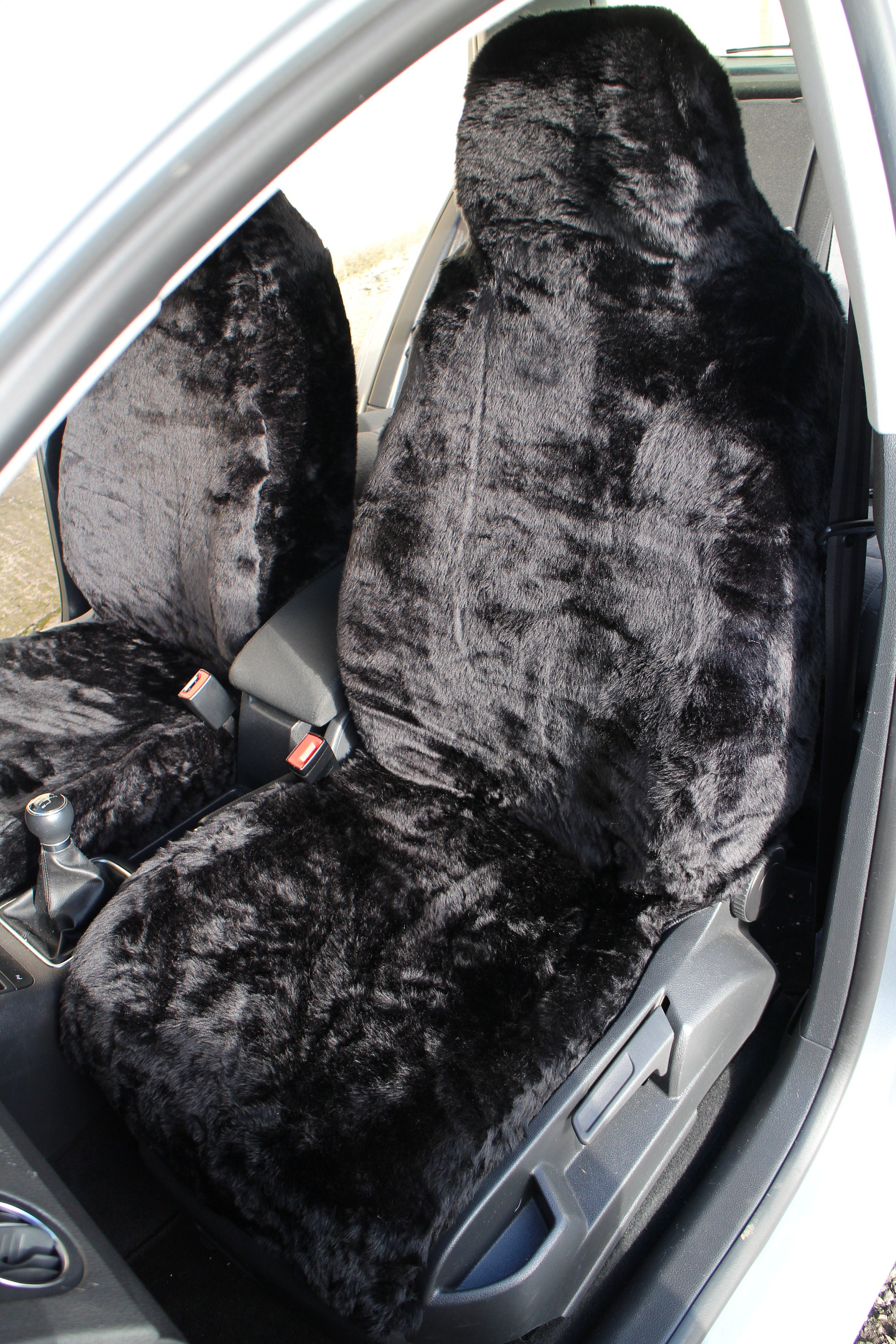 Front Pair of Plain Black Faux Fur Furry Car Seat Covers - Etsy UK