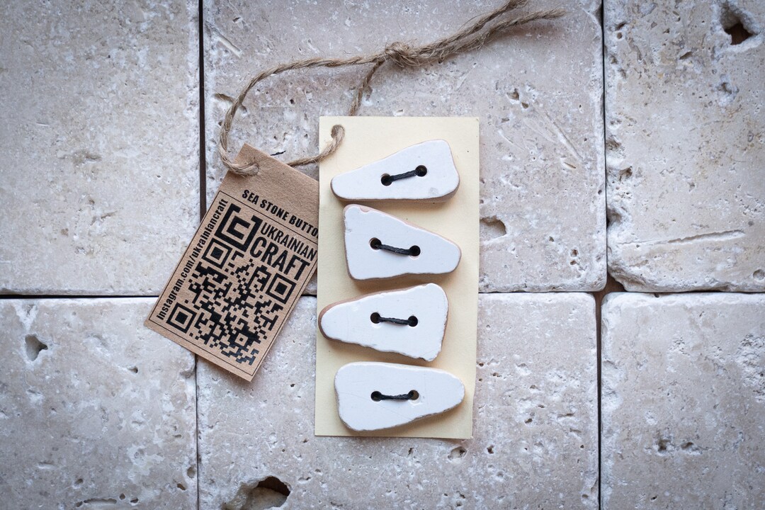 Terracotta Tiles BUTTONS, Sea Stone Buttons, Lot 4 Pieces, Two Holes ...