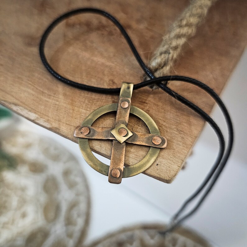 Brass and Copper Solar Cross/sun Cross Pendant. Vikings' Sun Cross ...