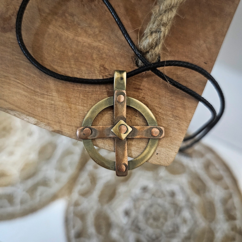Brass and Copper Solar Cross/sun Cross Pendant. Vikings' Sun Cross ...