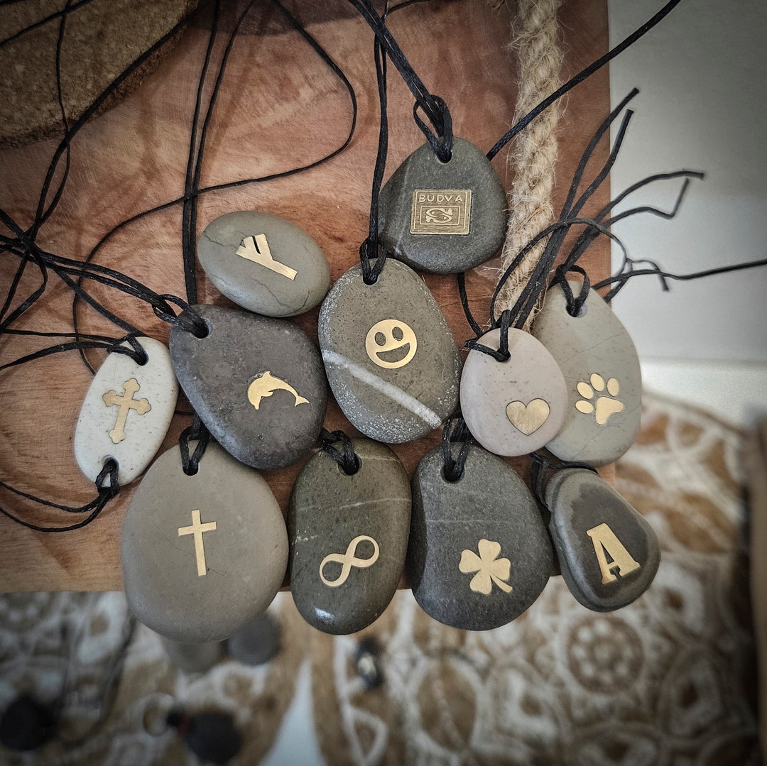 Pebbles Brass Inlay. Pocket Hug / Pebble Necklace / Rock Necklace ...