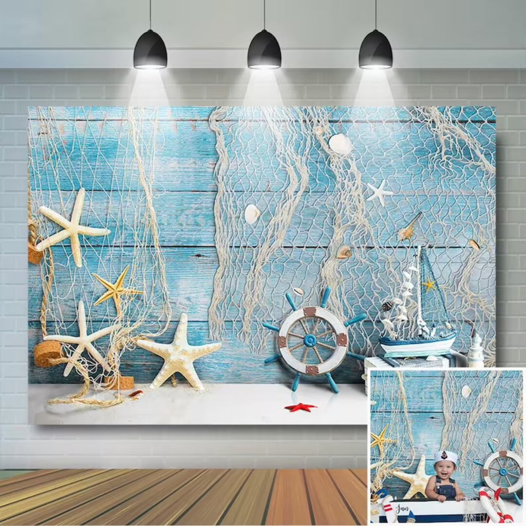 Nautical Rudder Starfish Fishing Net Sailor Board Photography Studio ...