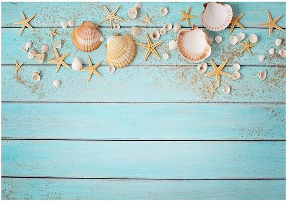 Blue Wooden Board Wall Backdrop Vintage Retro Wood Sea Shell - Etsy