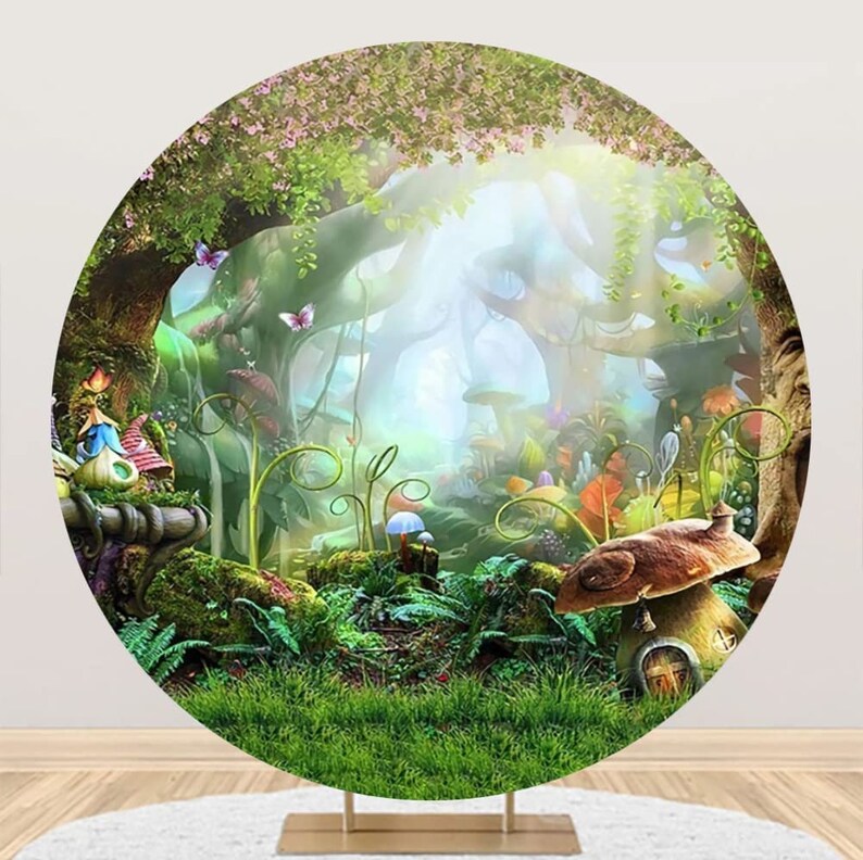 Magic Forest Round Backdrop Spring Forest Photography Tree - Etsy