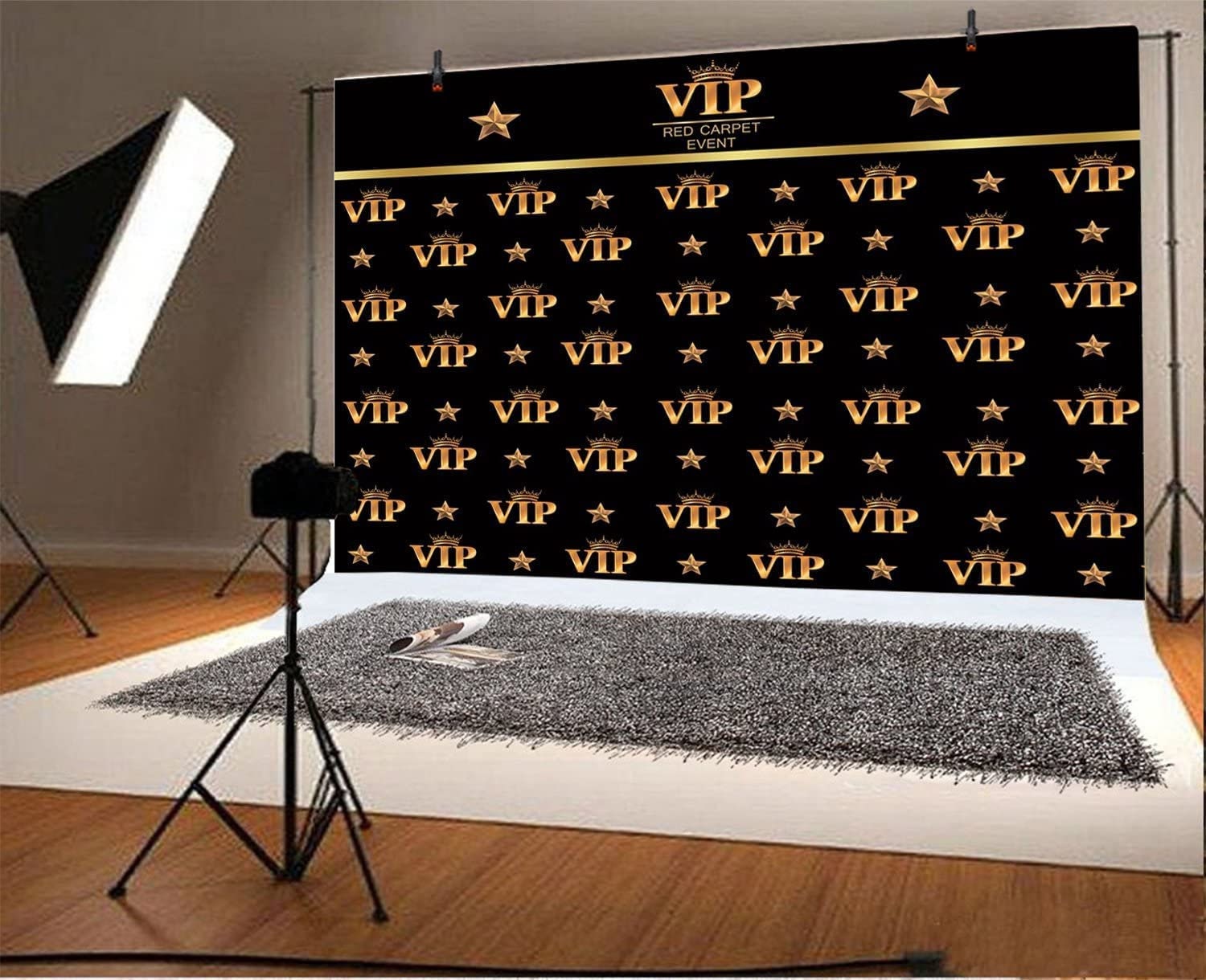VIP Black Backdrop Twinkle Golden Stars Backdrops for Red - Etsy