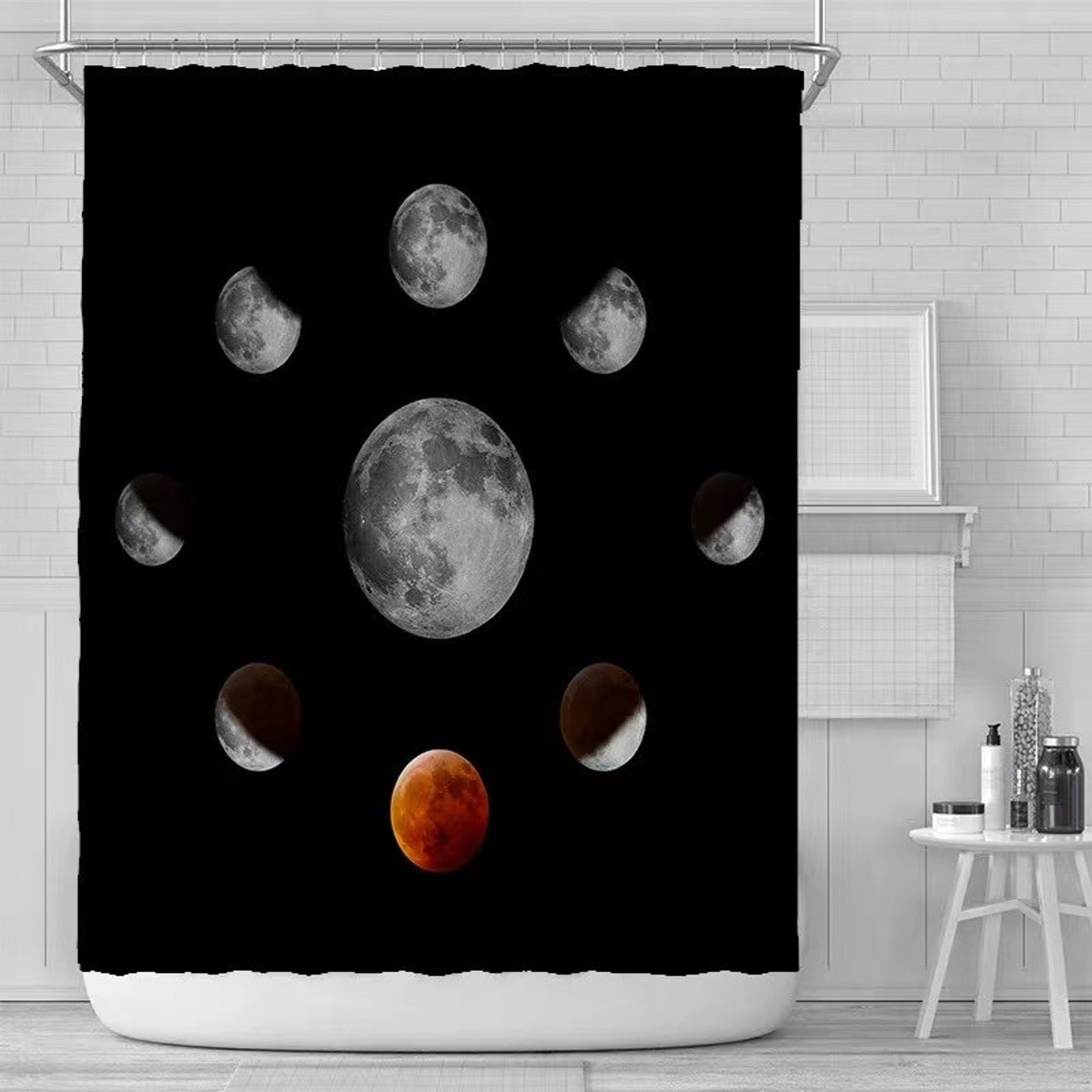 Phases of the Moon Shower Curtain Bathroom Floral Bath | Etsy