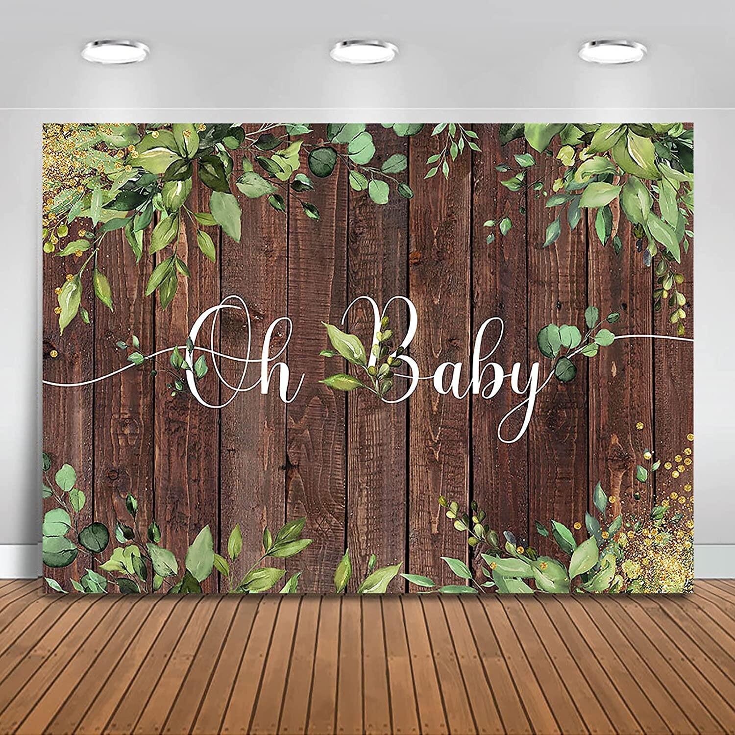 Rustic Wood Backdrop Greenery Backdrop Oh Baby Shower Birthday - Etsy