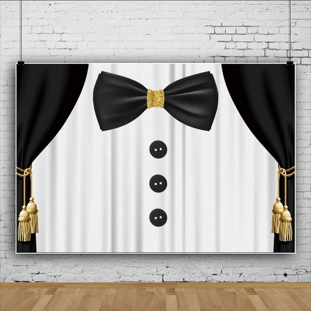 White and Black Tuxedo Suit Backdrop for Gentlemen Father Boy Birthday ...