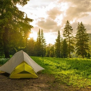 Camping Backdrop Outdoor Travel Mountains Landscape Grassland Camp ...