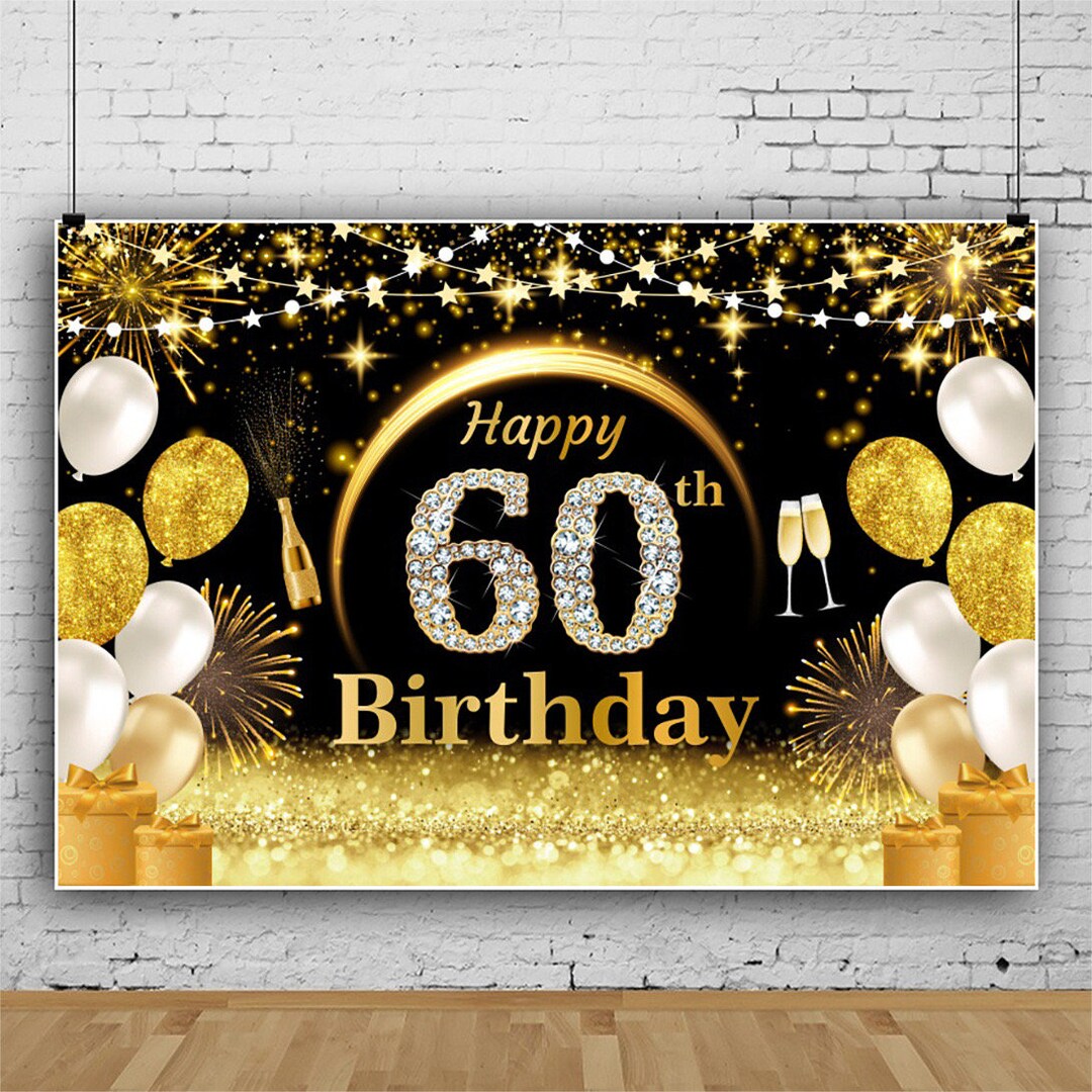 Happy 60th Birthday Backdrop for Men Women Birthday Party,60 Years Old ...