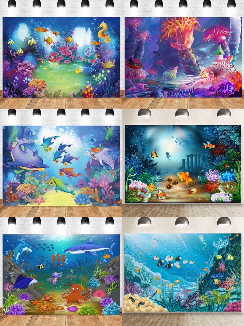 Underwater World Backdrop Colorful Fish Blue Ocean Photography - Etsy